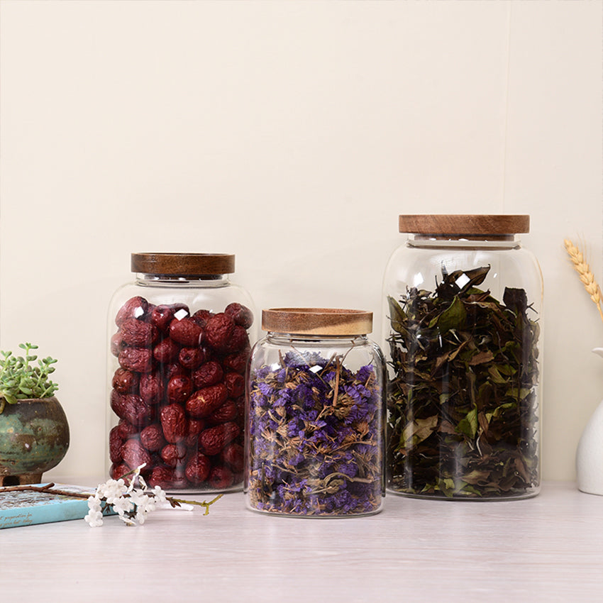 Acacia Lid Storage Jars (Wide) 2350ml - Shipora Dropshipping